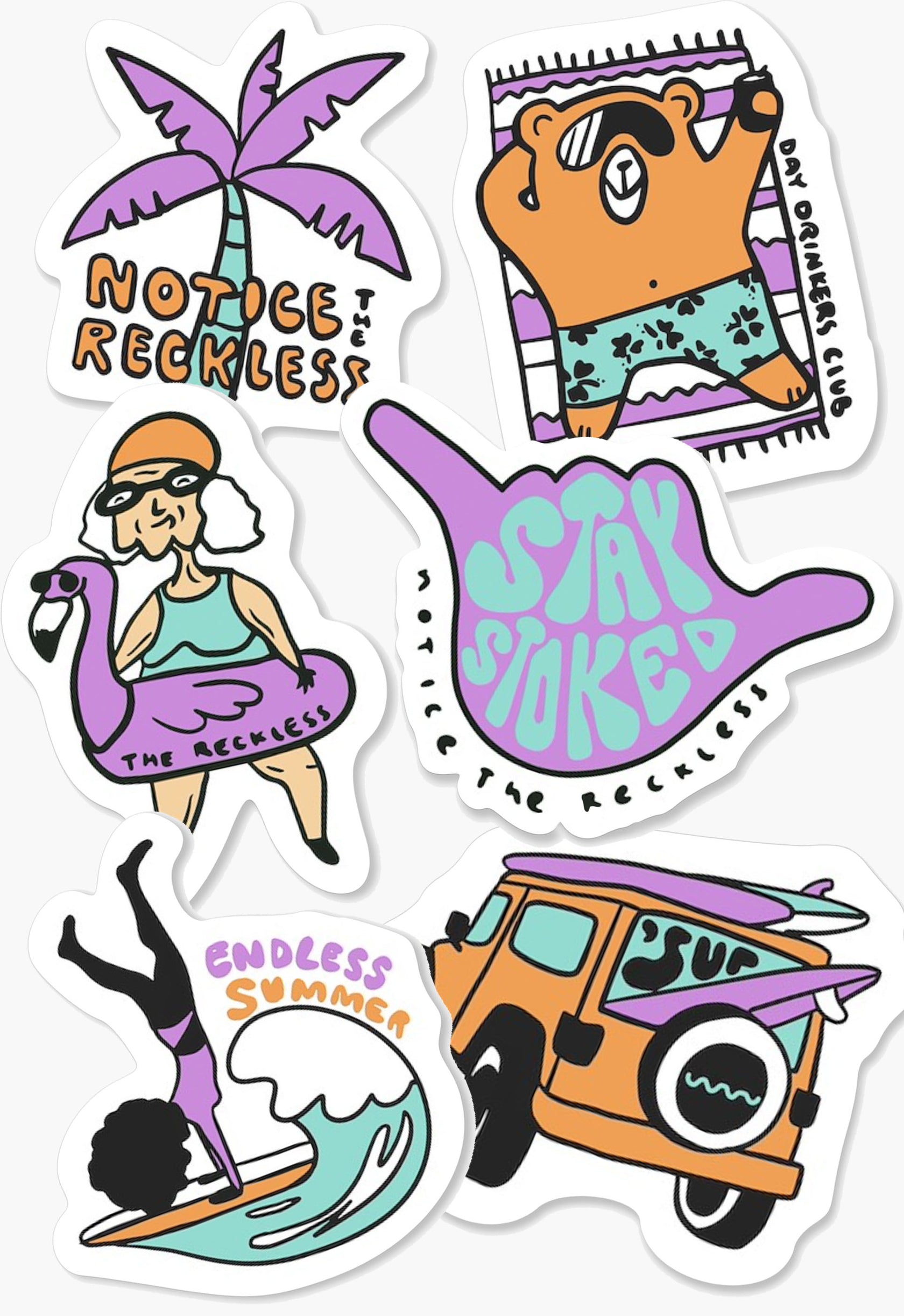 Gone Surfing Sticker Pack – Notice The Reckless